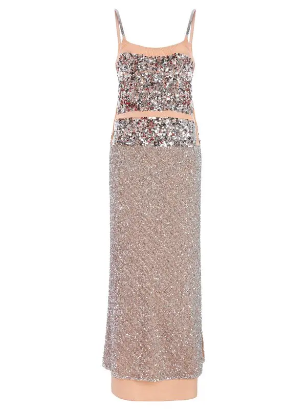 Rabanne Sequined Satin Midi Dress - Multi