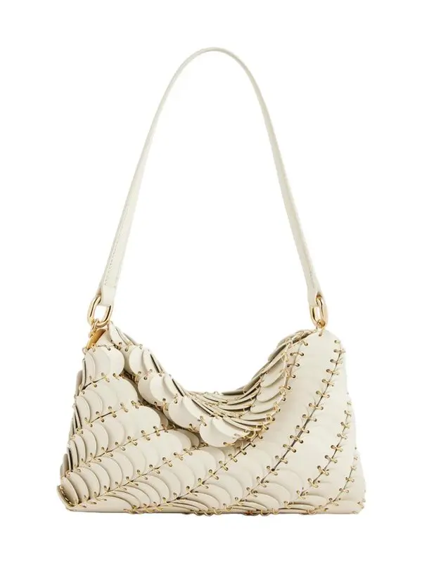 Rabanne Leather Disc Shoulder Bag - Cream And Gold