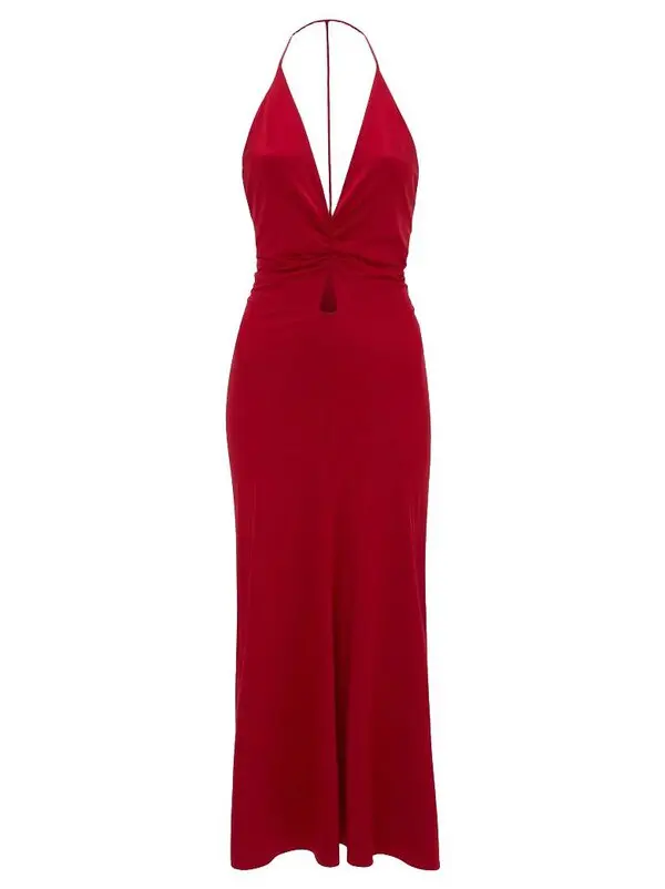 Victoria Beckham V-neck Ruched Midi - Red
