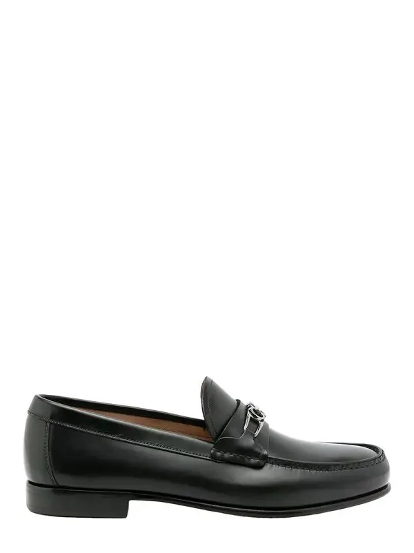 FERRAGAMO Mathias Leather Slip-on Loafers - Black