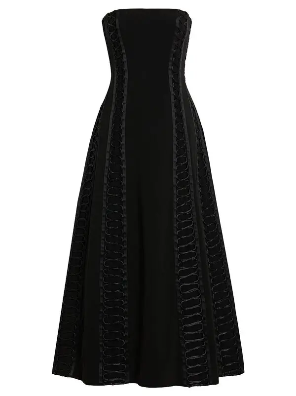 Simkhai Dennison Strapless Crepe Midi Dress - Black