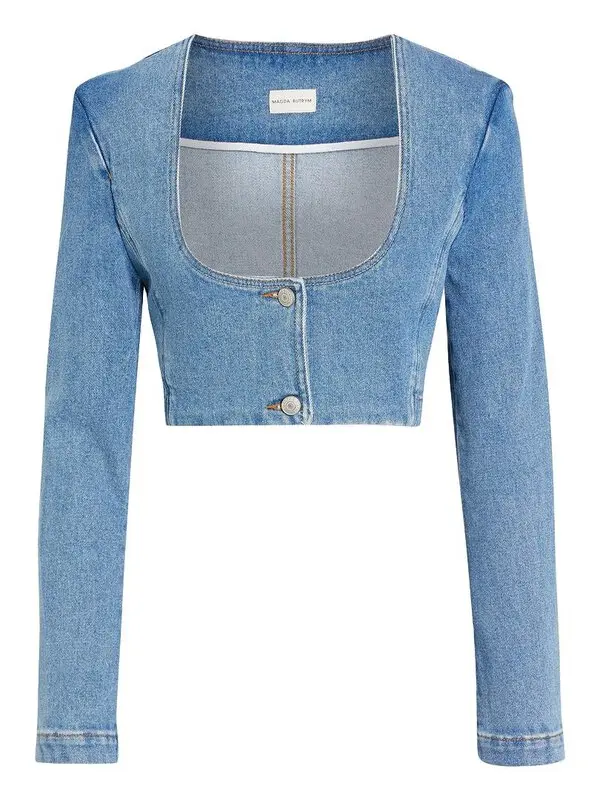 Magda Butrym Cropped Denim Jacket - Mid Denim