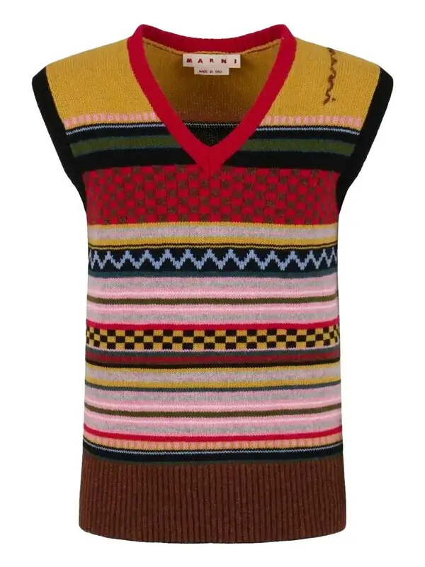 Marni Striped Wool Vest - Mxr71 Chilli