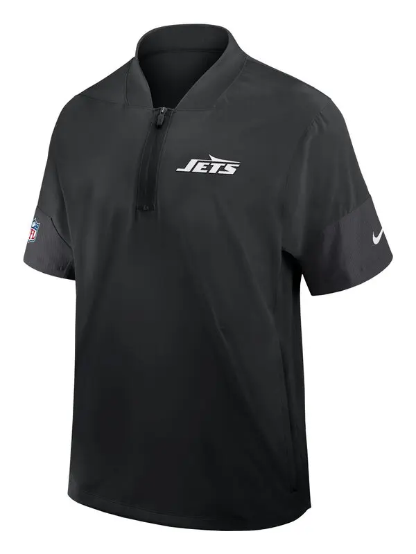 Nike New York Jets Sideline Coach Nfl 1/2-zip Short-sleeve Jacket - Black