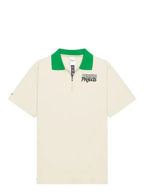 RIVVIA PROJECTS Blueprint Polo In Cream - Bone & Green