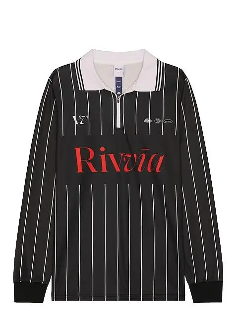 RIVVIA PROJECTS Team Long Sleeve Polo In Black - Black & White