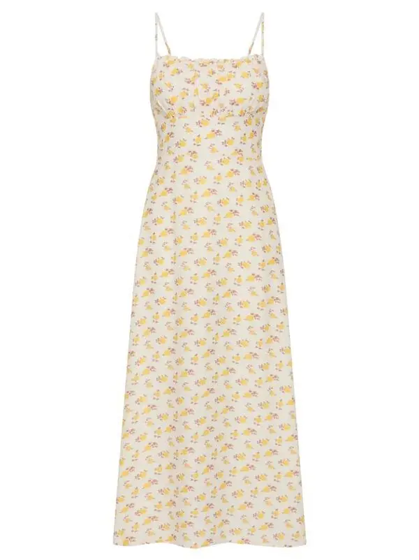 Faithfull The Brand Phaedra Midi Dress - Hazy Rose Canary