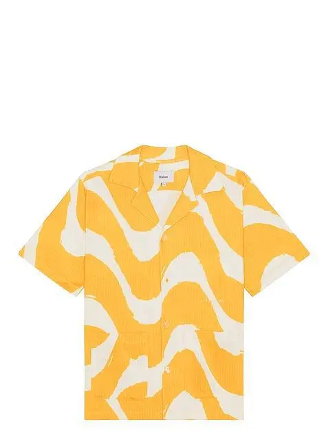 NIKBEN Wavy Short Sleeve Shirt In Mustard - Latte