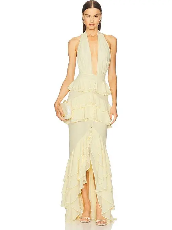 MICHAEL COSTELLO Clara Bow Gown - Light Yellow