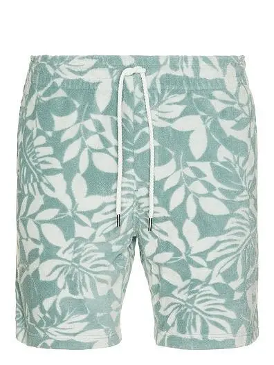Faherty Brand Cabana Towel Terry Sweatshort - Poolside Foliage Teal