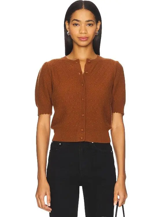 FRAME The Cashmere Pointelle Cardigan - Chestnut Che