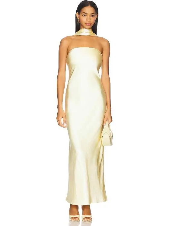 SNDYS Angelina Neck Tie Maxi Dress - Butter