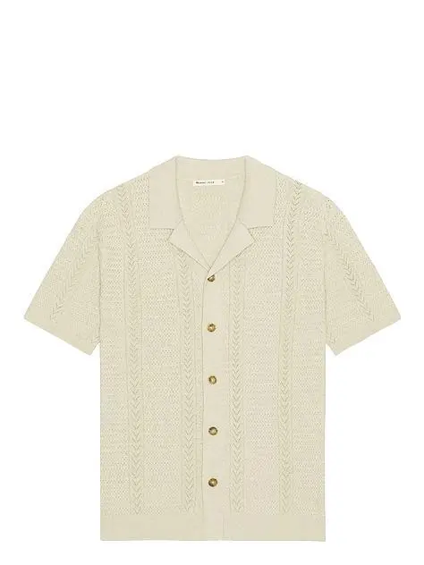 Marine Layer Jaden Sweater Resort Shirt In Beige - Driftwood