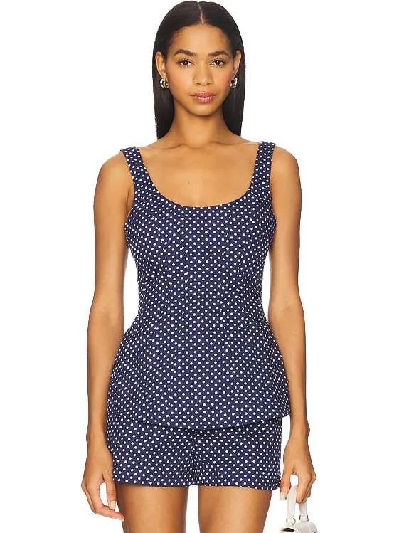 Amanda Uprichard Empire Top - Navy Polkadot