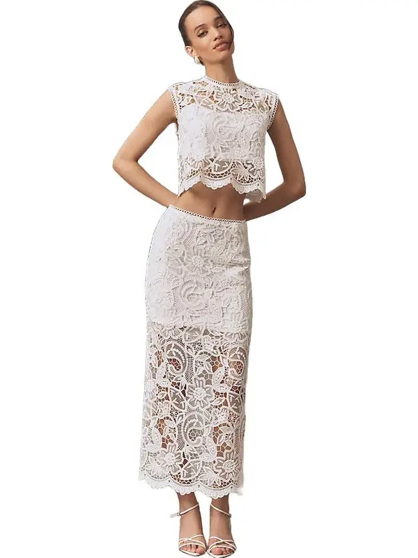SABINA MUSAYEV Lyon Lace Maxi Skirt - Off White