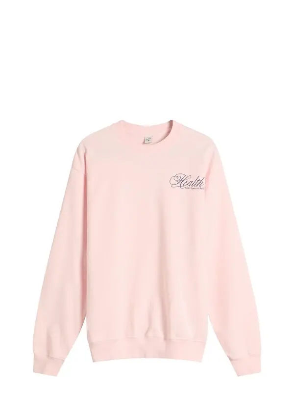 SPORTY & RICH Health Script Crewneck Sweatshirt - Pink Dolphin