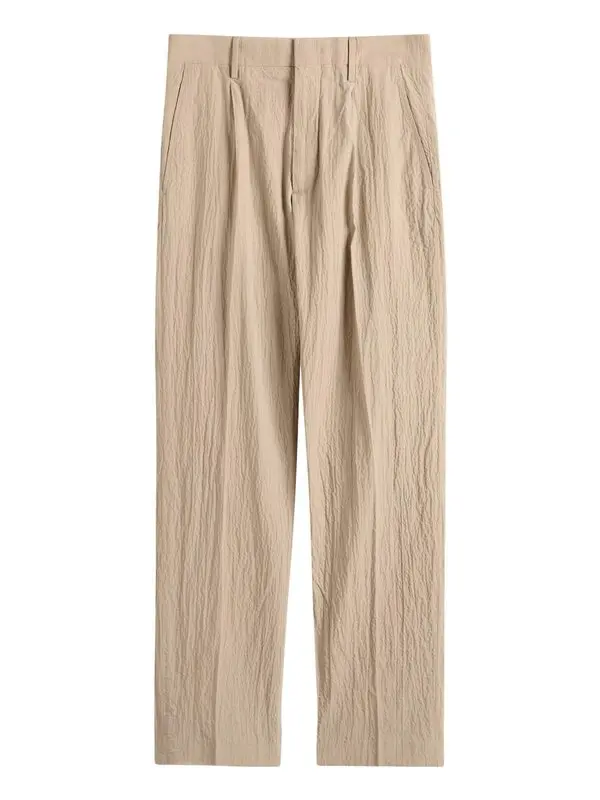 Nn07 Bill Pleated Seersucker Trousers - Fog