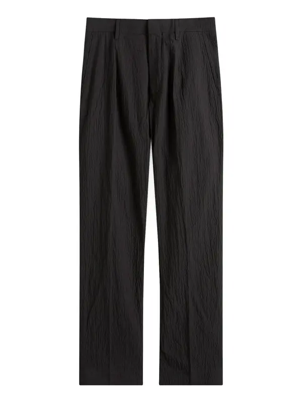Nn07 Bill Pleated Seersucker Trousers - Black