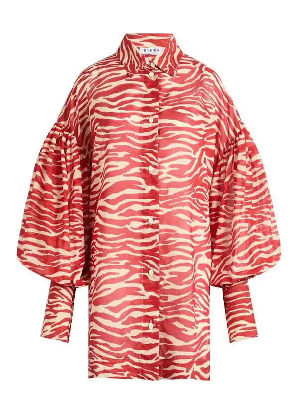 Attico Zebra Print Cotton Shirt - Red/milk