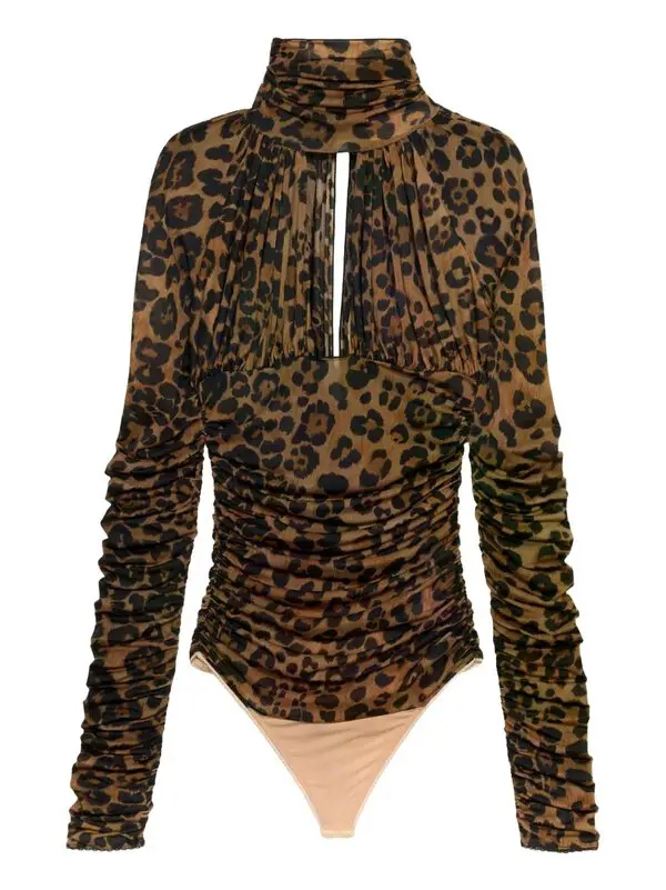 Blumarine Leopard-print Bodysuit - Brown