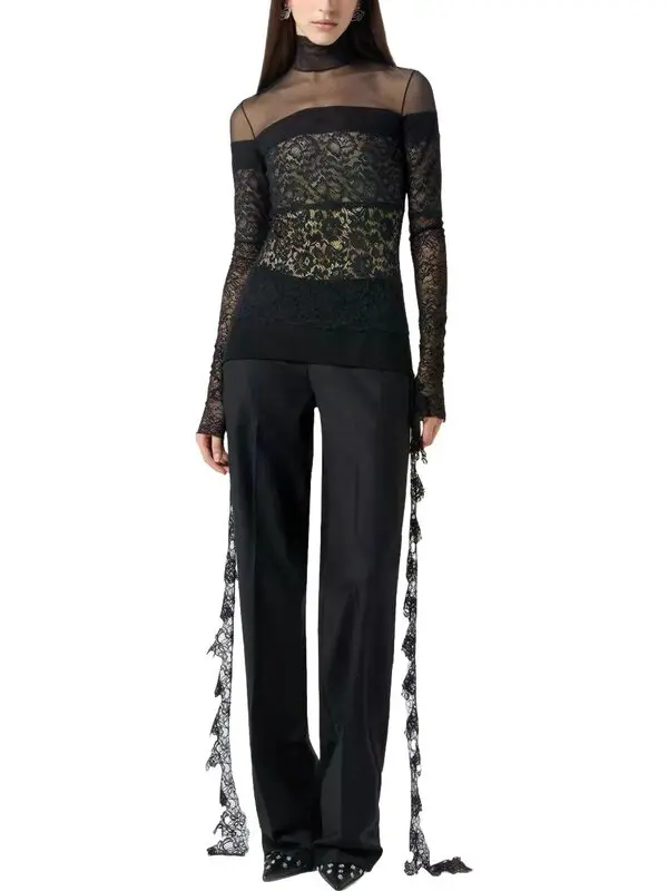 Blumarine Sheer Lace Top - Black