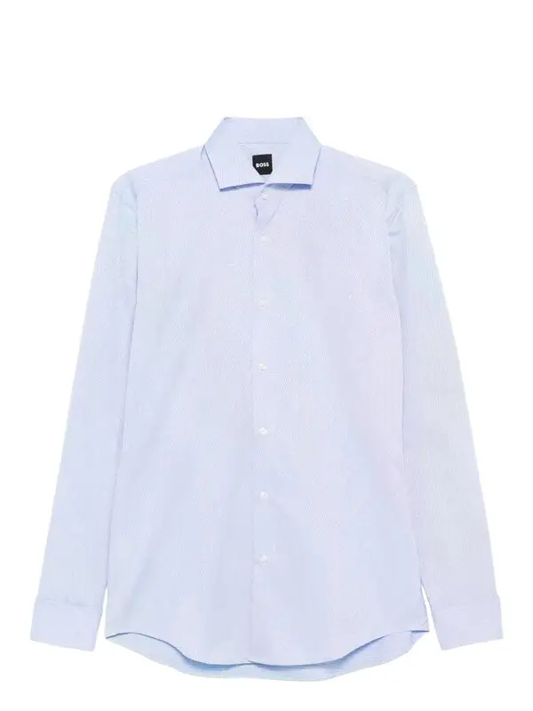 BOSS Textured Cotton Shirt - Blue