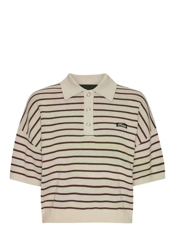 ROTATE BY BIRGER CHRISTENSEN Striped Polo Top - Neutrals