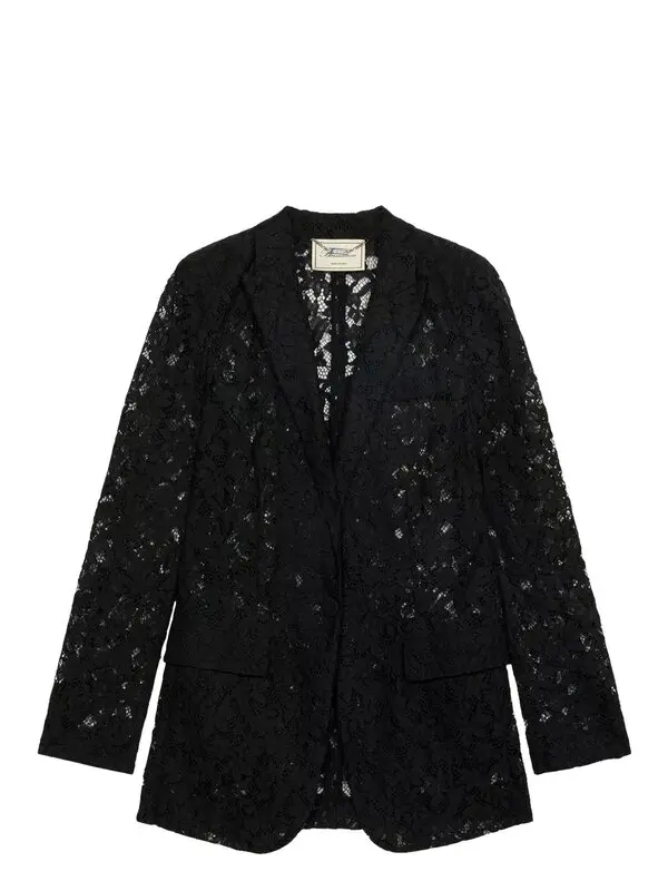 Blumarine Floral-lace Single-breasted Blazer - Black