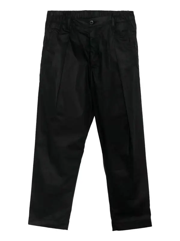 RHUN Pleated Turn-up Trousers - Black