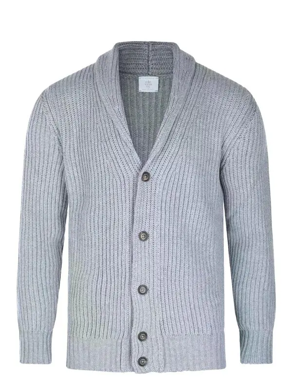 Eleventy Ribbed Shawl-collar Cardigan - Grey