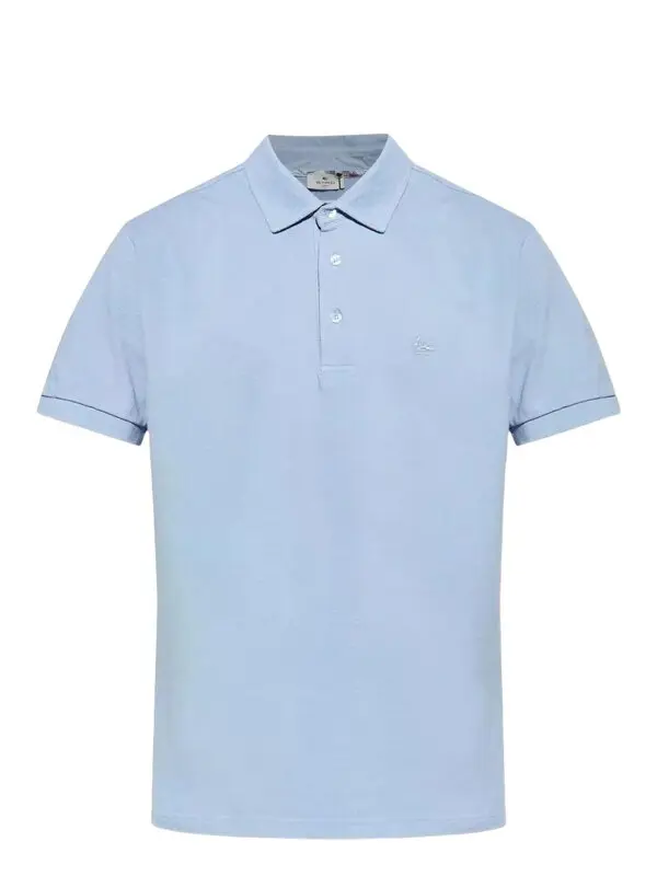 Etro Logo-embroidered Cotton Polo Shirt - Blue