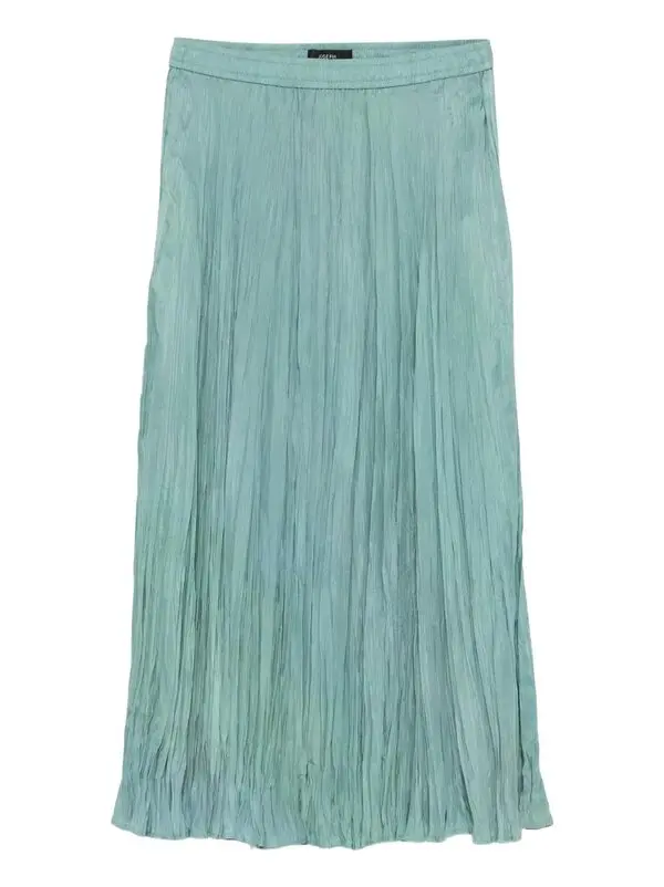 JOSEPH Pleated Silk Midi Skirt - Blue