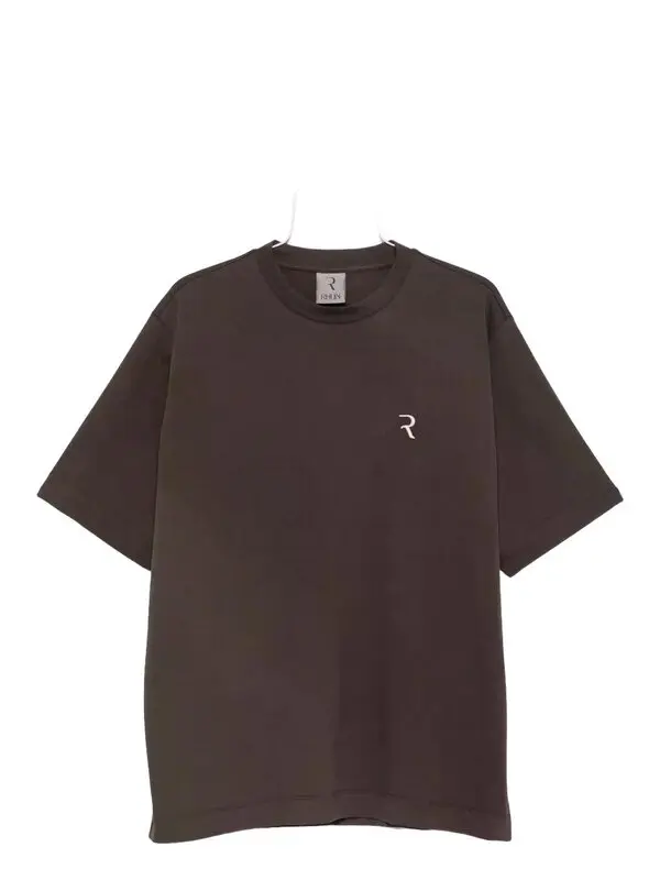 RHUN Logo-embroidered Cotton T-shirt - Brown