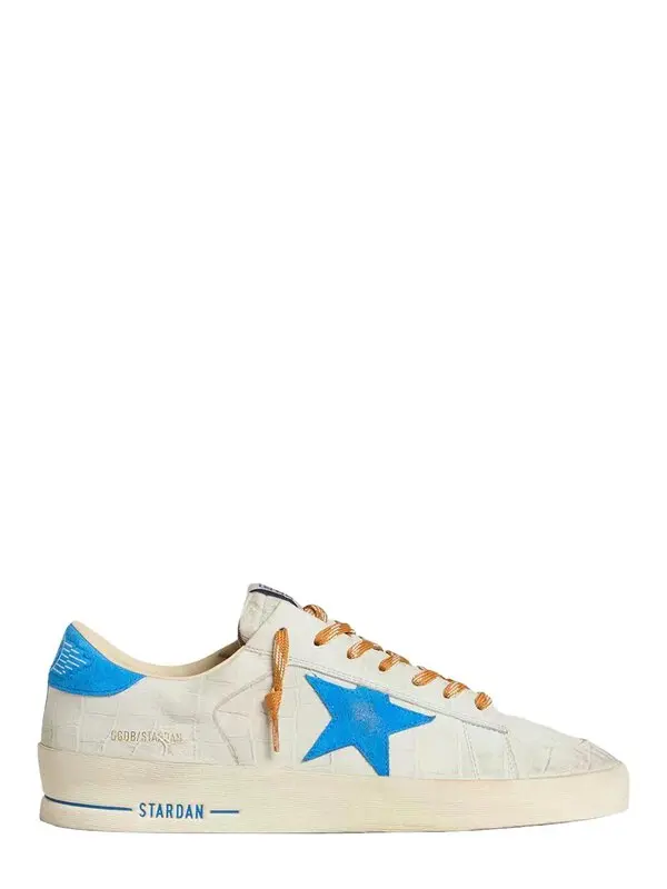 GOLDEN GOOSE Stardan Star-printed Crocodile-effect Sneakers - White