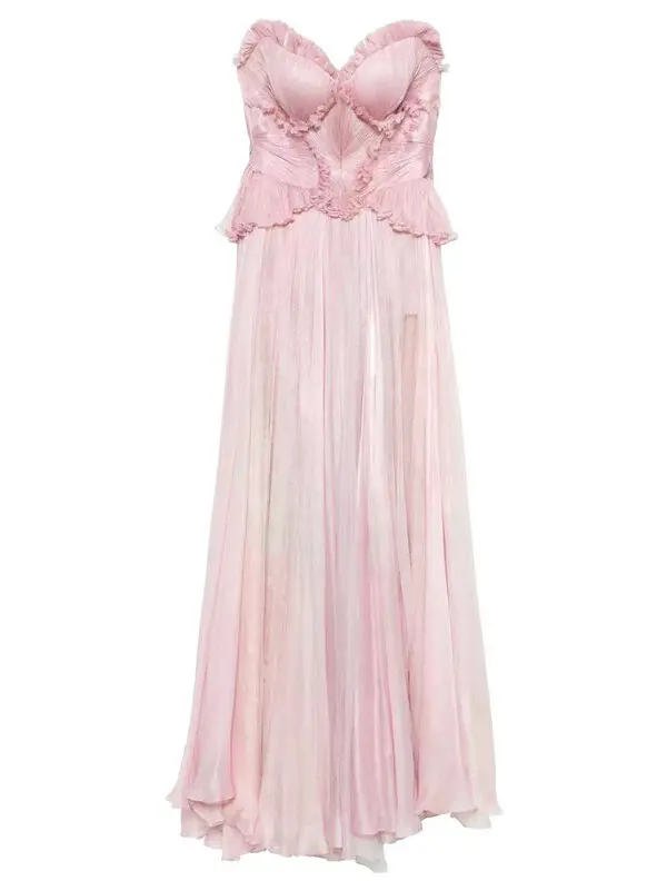 IRIS SERBAN Ruffled Strapless Dress - Pink