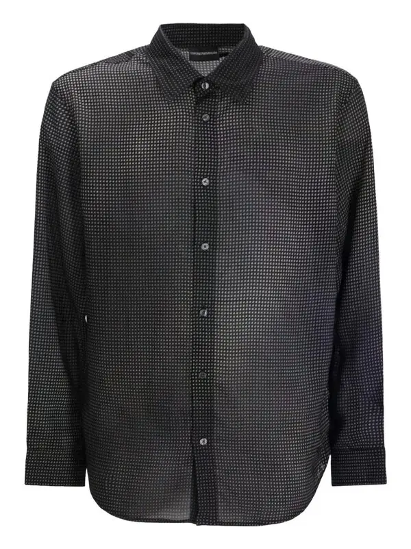 Emporio Armani Geometric-print Long-sleeve Shirt - Black
