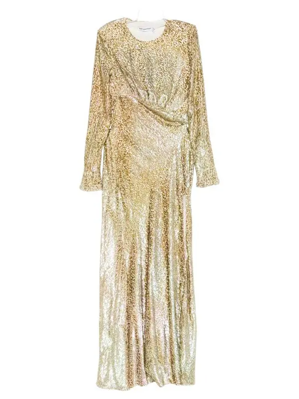 SELF-PORTRAIT Long-sleeved Maxi Dress - Gold