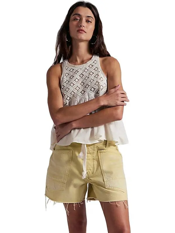 Free People We The Free Moxie Barrel Denim Shorts - Whipped Butter