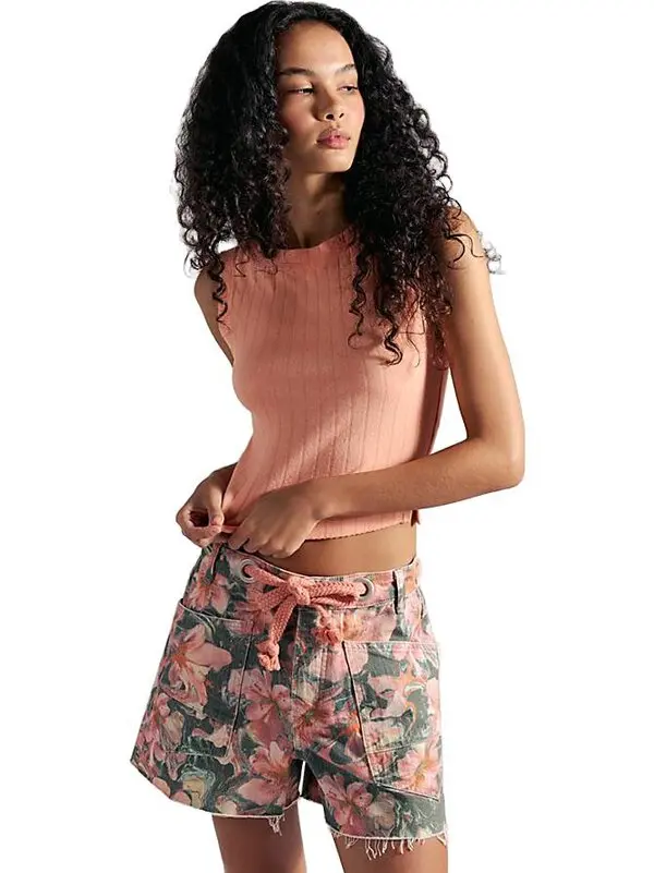 Free People Printed Barrel Shorts - Watermelon Combo
