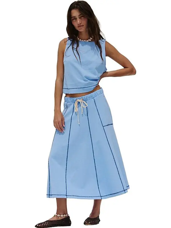 Free People Strada Skirt Set - Blue Vista