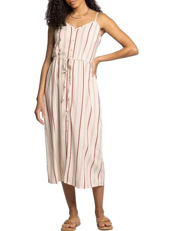 THREAD & SUPPLY Tie Waist Midi Dress - Birch Brick