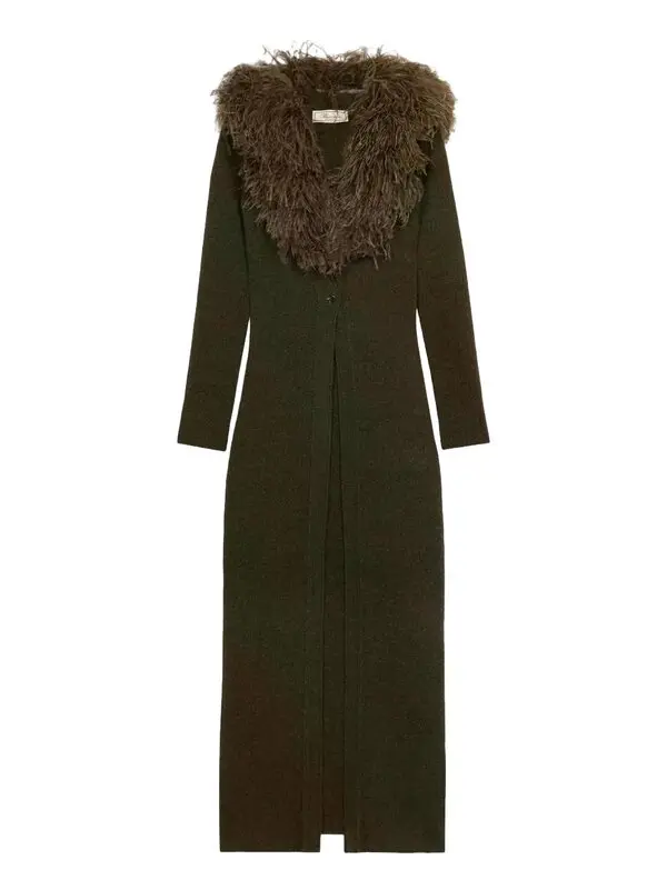 Blumarine Feather-embellished Long Cardigan - Green