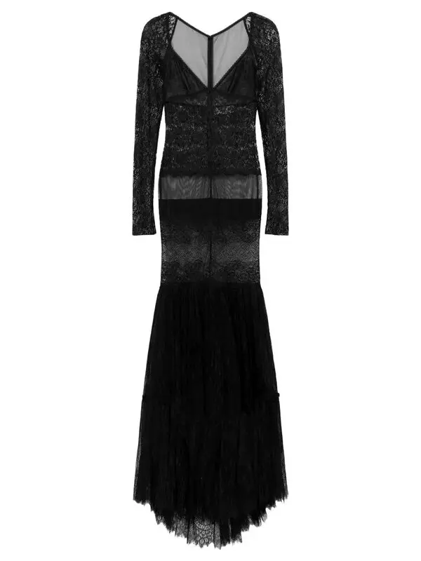 Blumarine Lace-paneled Gown - Black