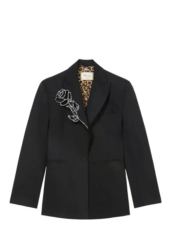 Blumarine Embroidered Rose Detail Blazer - Black