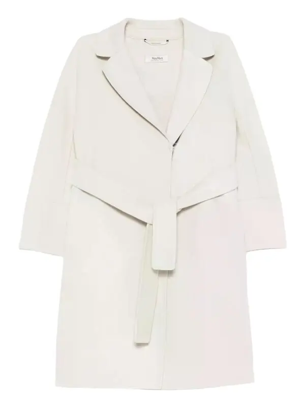 Max Mara Belted Lapel Coat - White