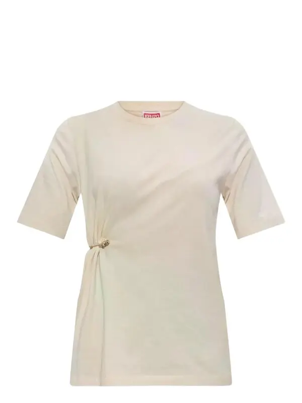 Kenzo Safety Pin-detail Gathered T-shirt - Neutrals
