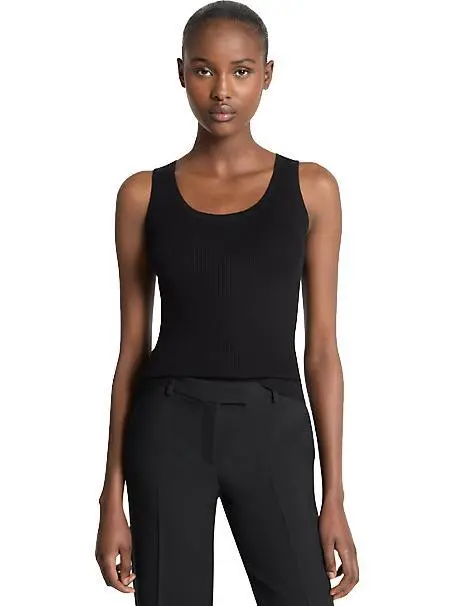 Michael Kors Bette Cashmere Scoopneck Tank Top - Black