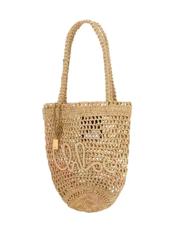 Chloé Raffia Crochet Tote Bag - Neutrals