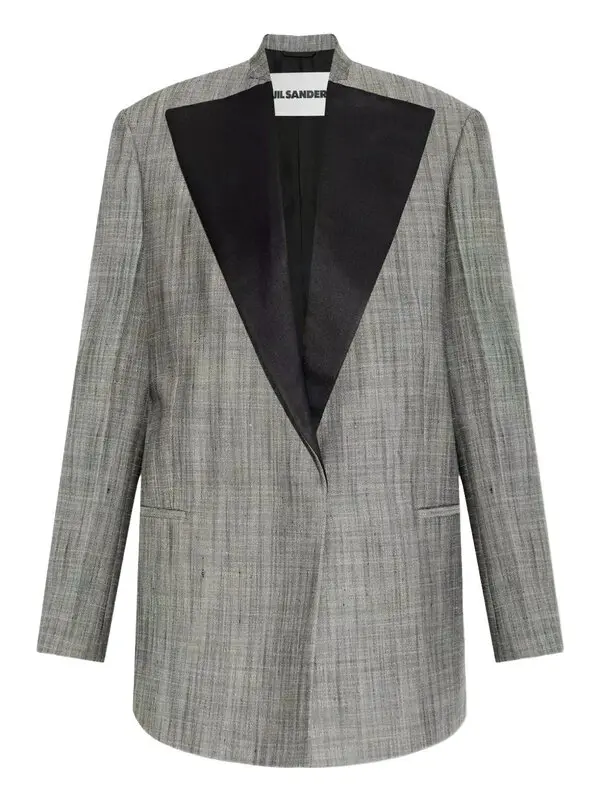 JIL SANDER Satin-lapel Checked Jacket - Grey