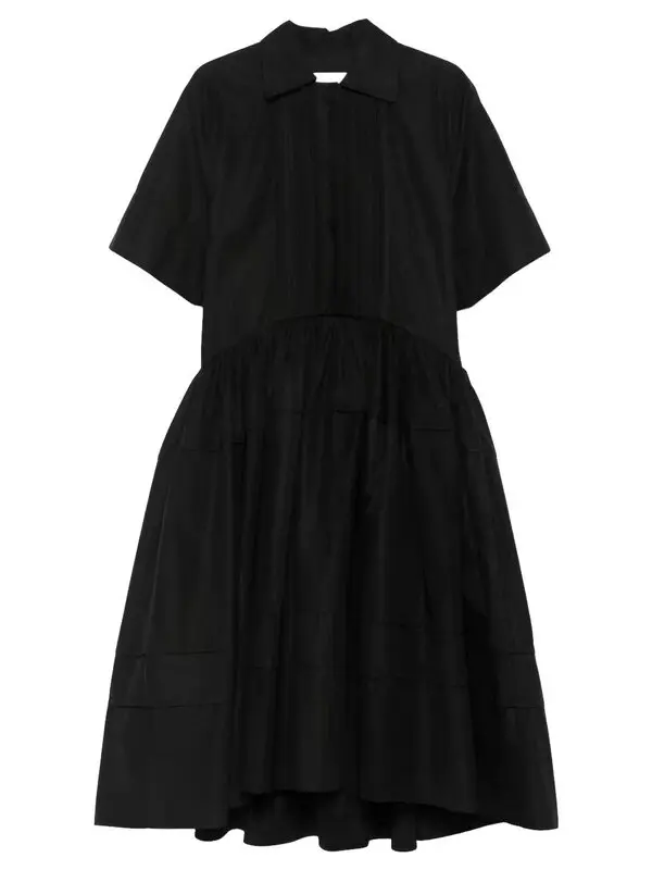 JIL SANDER Organic Cotton Midi Shirtdress - Black
